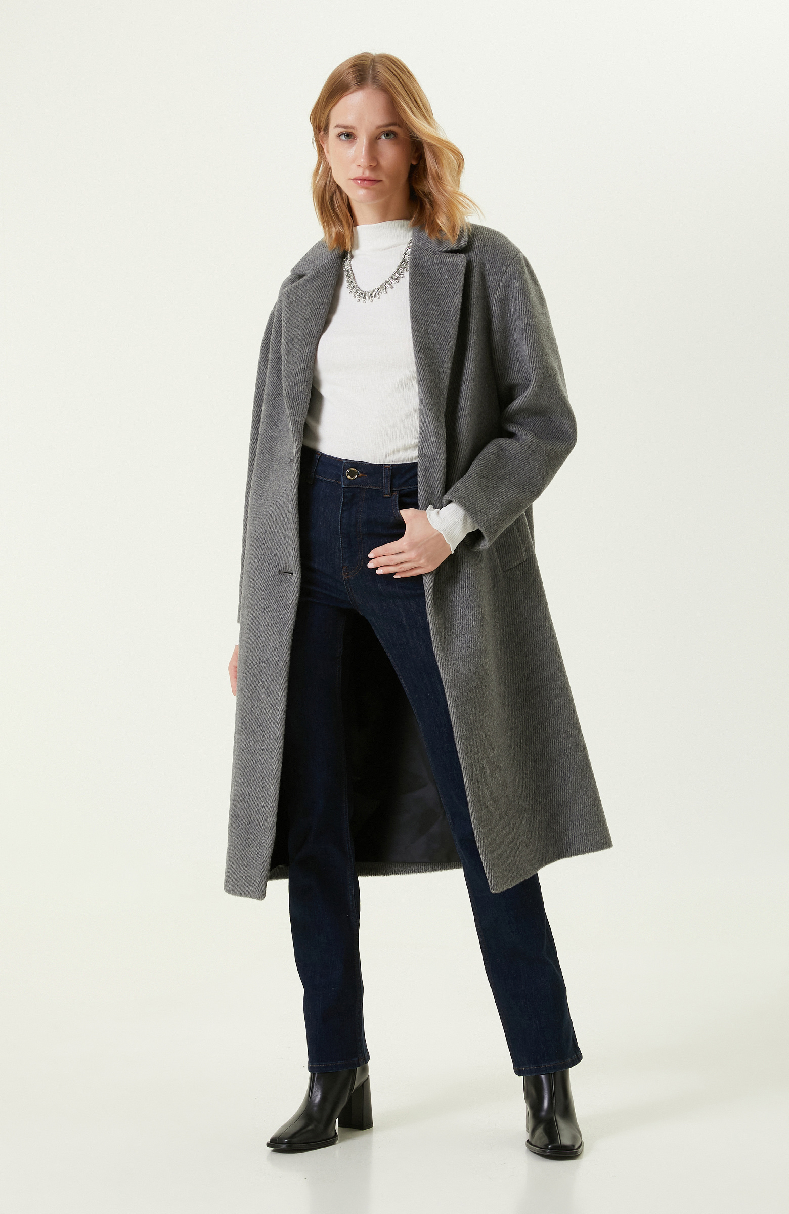 Antasit Melanj Ceket Yaka Kaban Antasit Melanj Ceket Yaka Kaban