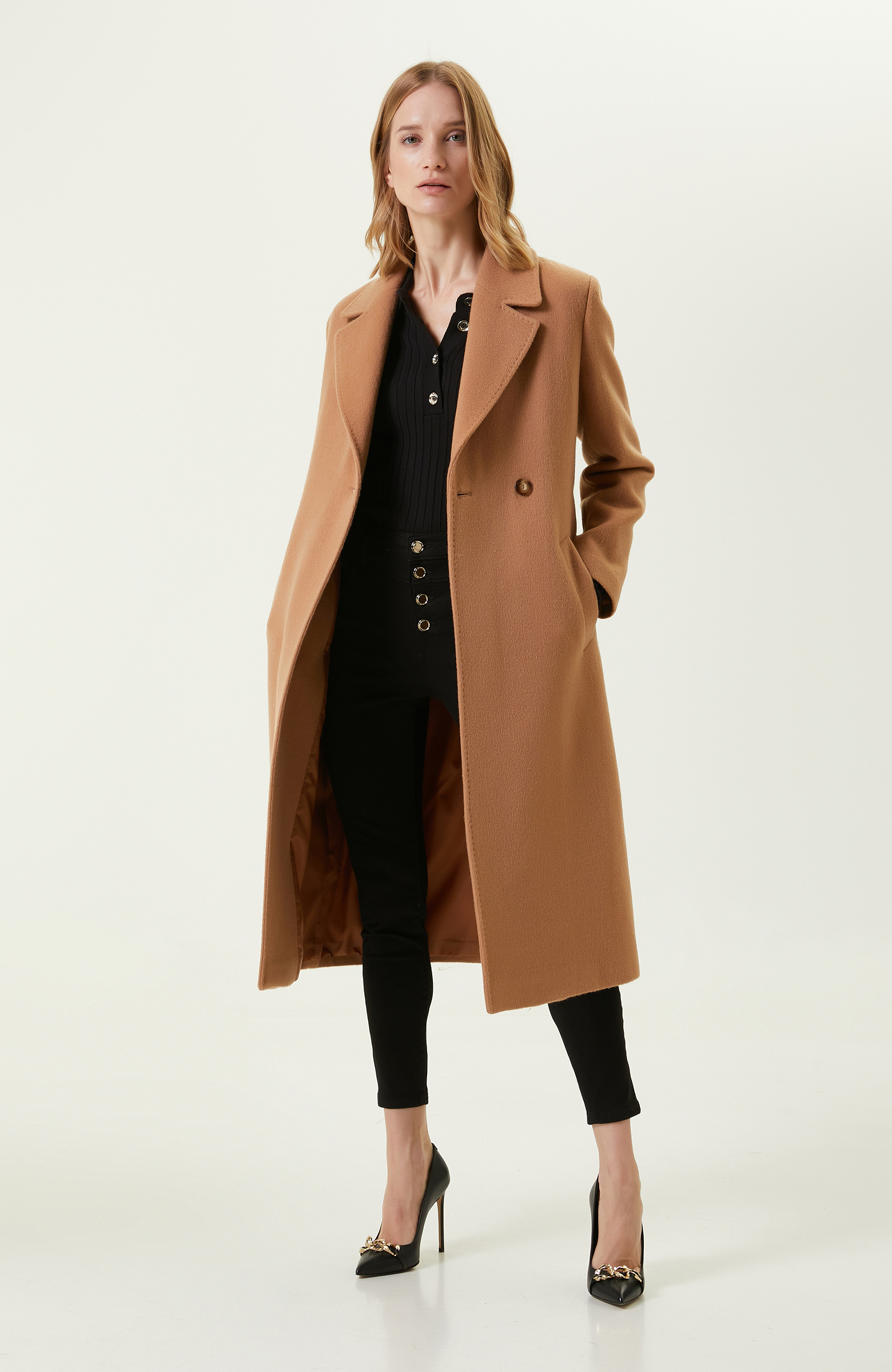 Camel Beli Kemerli Manto Camel Beli Kemerli Manto