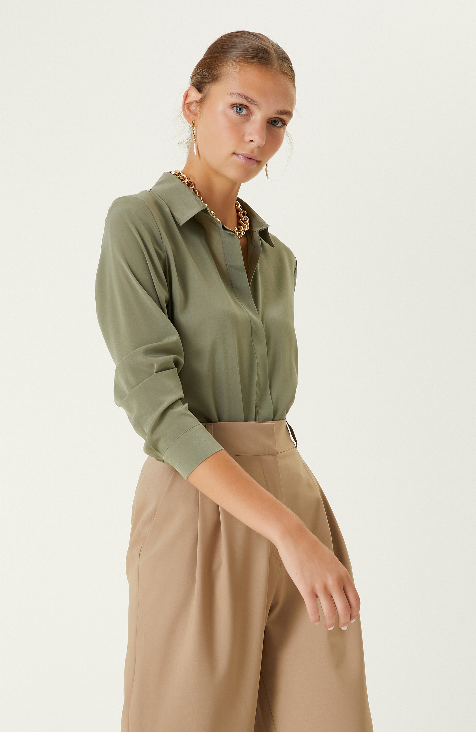 Limited Haki Uzun Kollu Gömlek