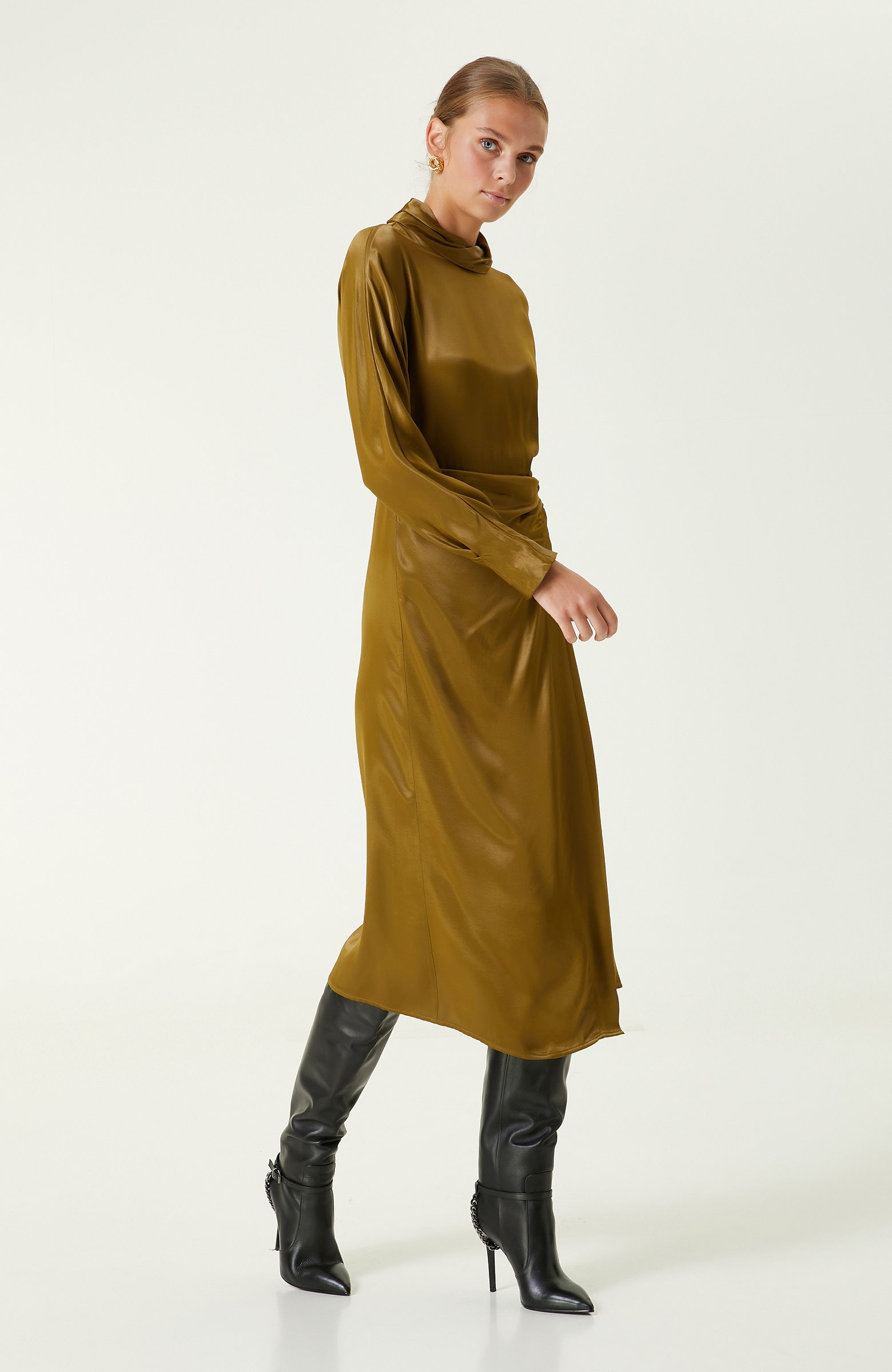 Olive Midi Elbise