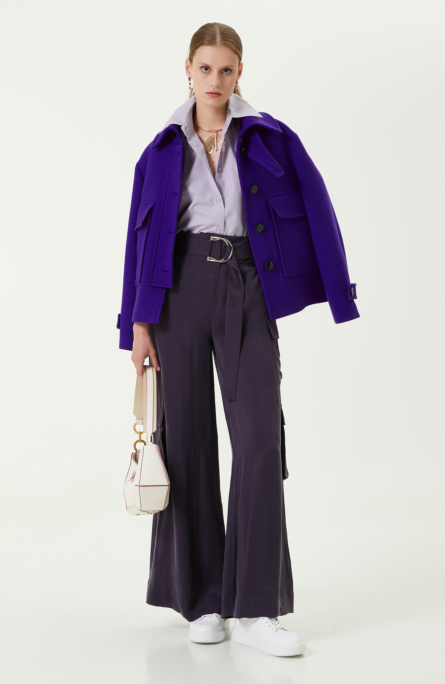 Mor Kargo Cepli Kemerli Pantolon