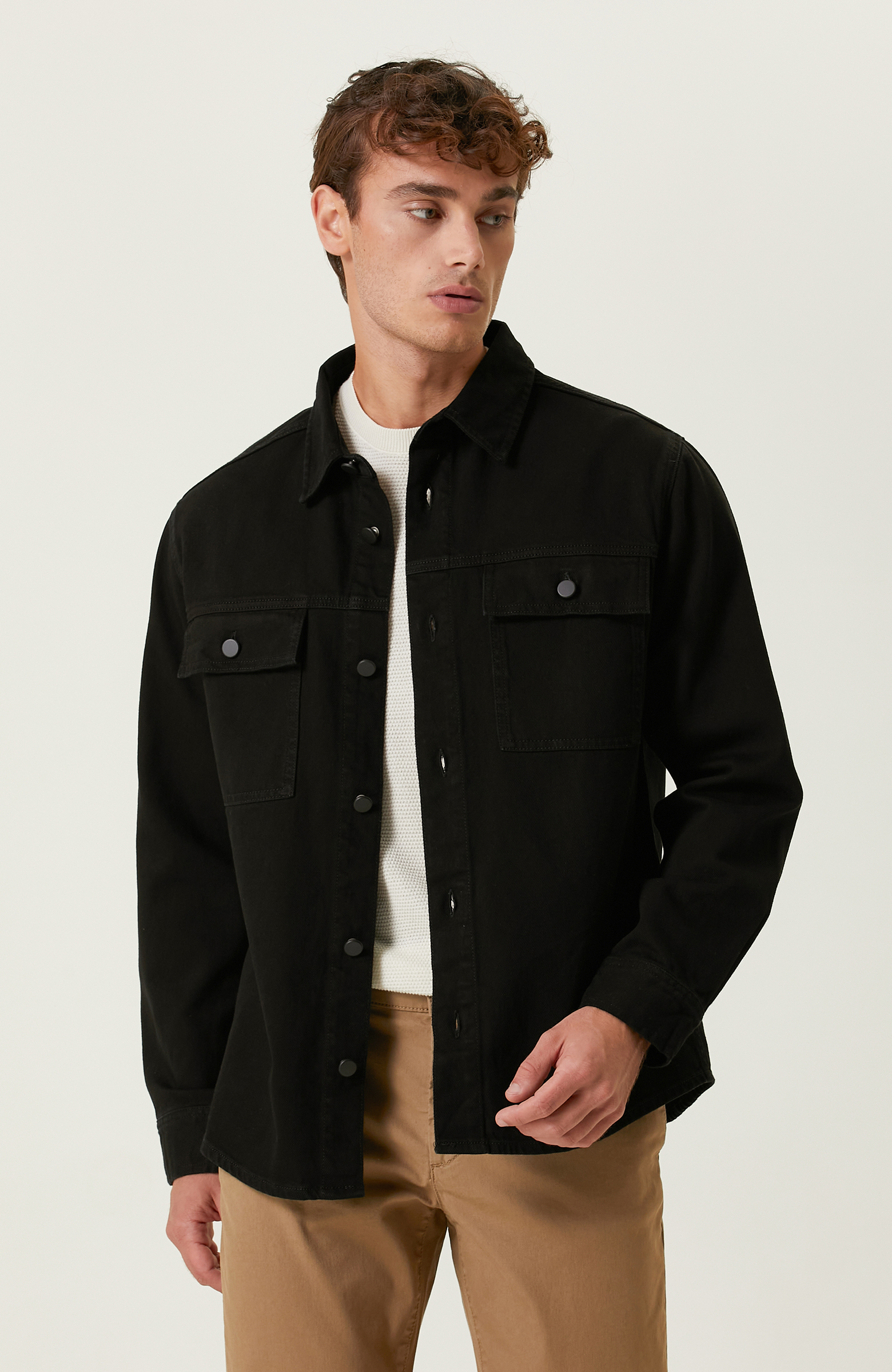 Pamuklu Antrasit Denim Gömlek Pamuklu Antrasit Denim Gömlek