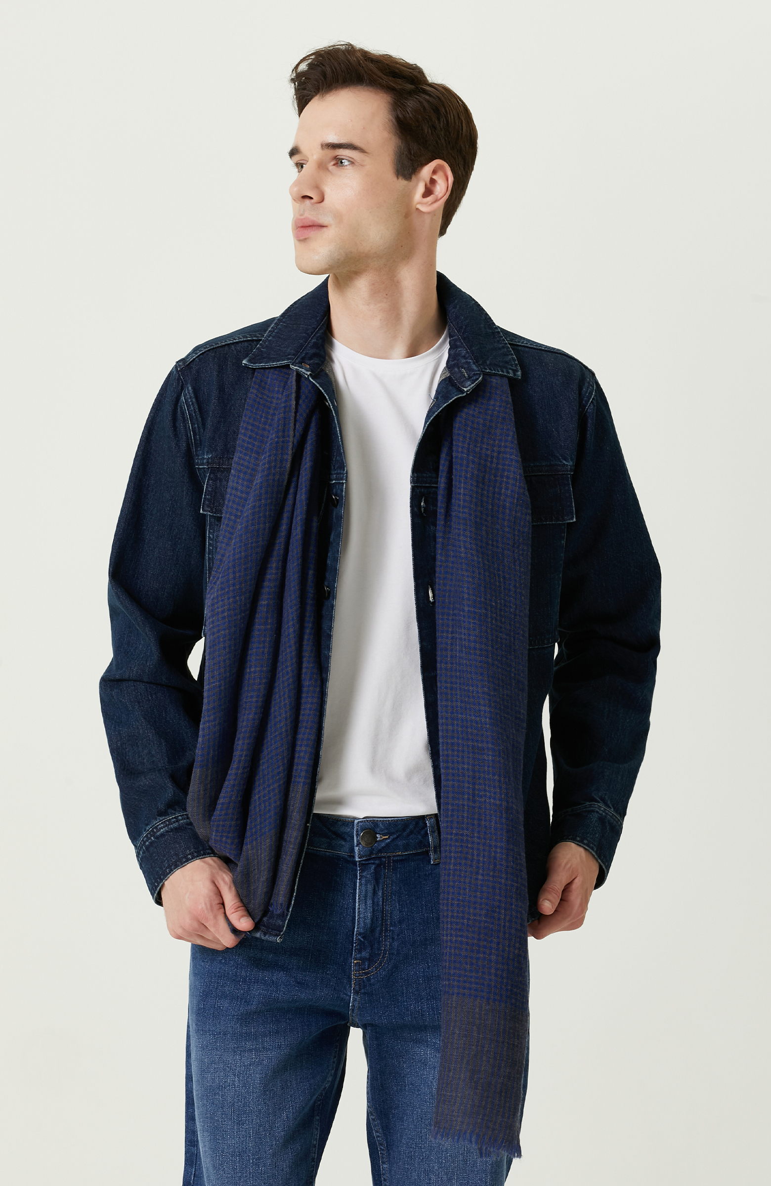 Lacivert Pamuklu Denim Gömlek Lacivert Pamuklu Denim Gömlek