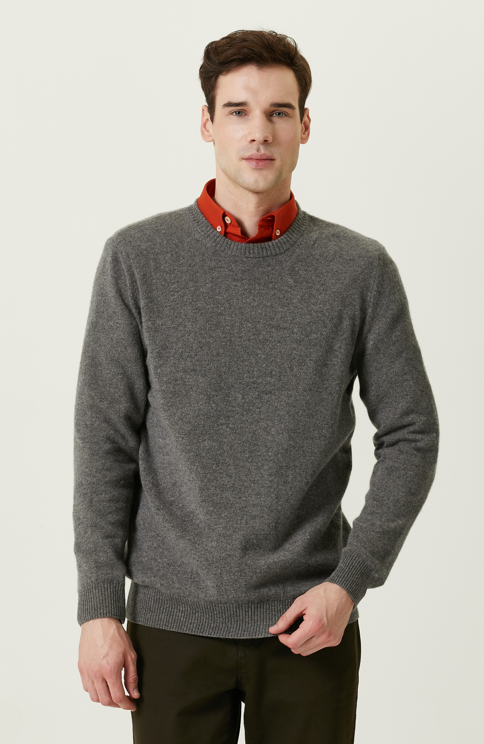 Limited Gri Melanj Kaşmir Triko Kazak