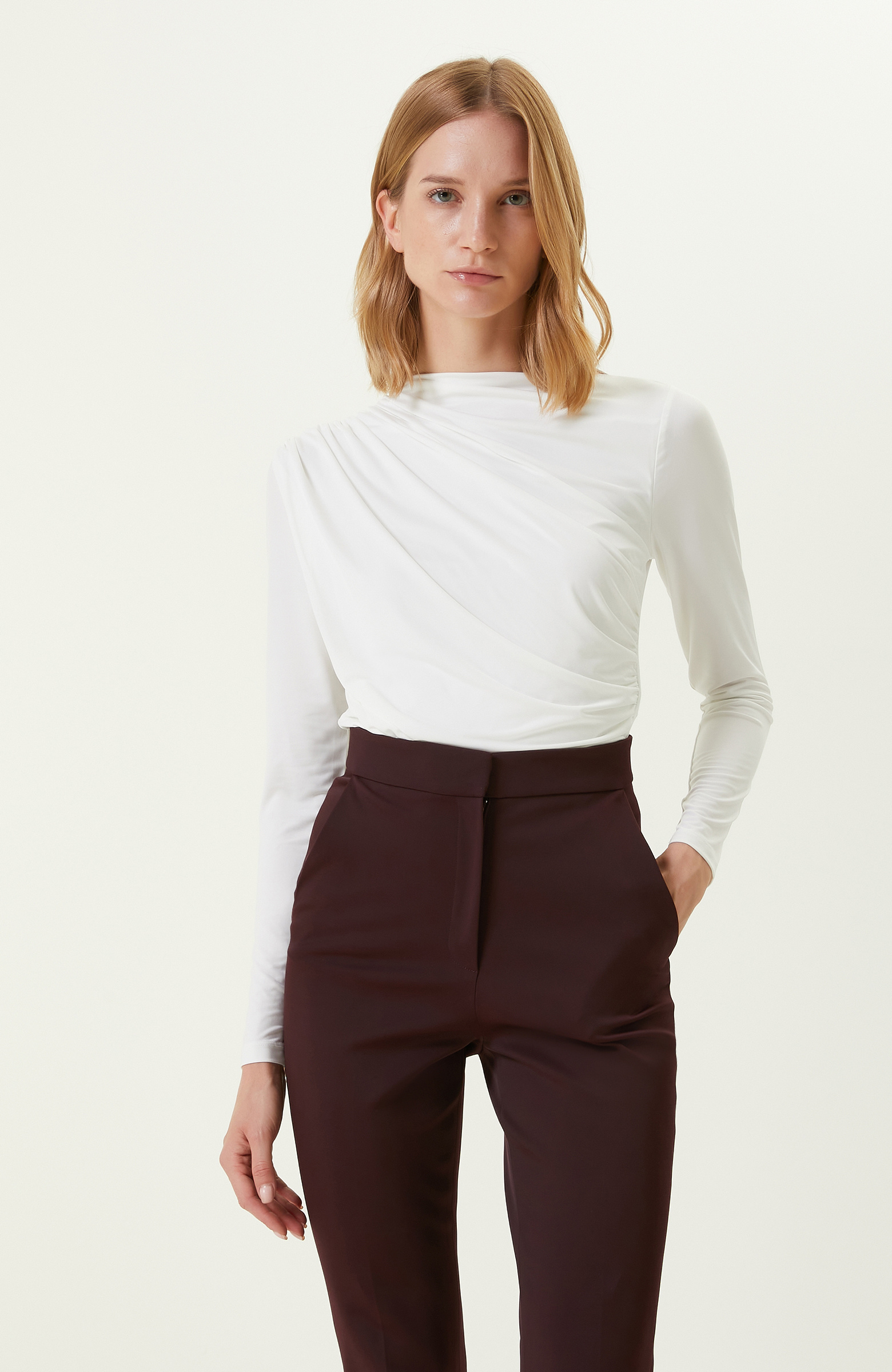 Omuz Drapeli Ekru Tshirt