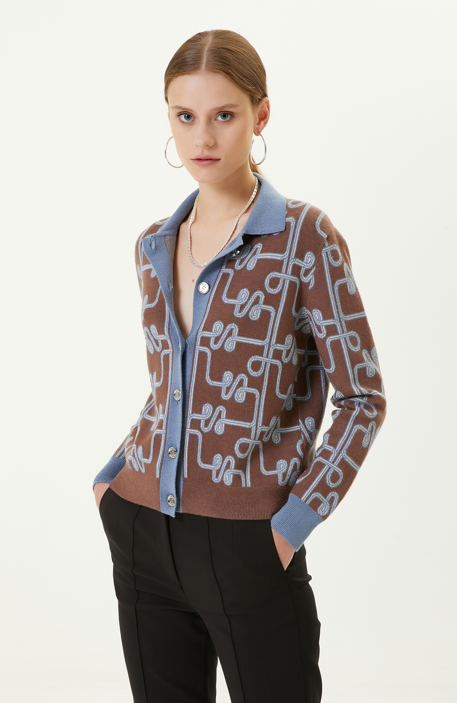 Acı Kahve Uzun Kollu Polo Yaka Hırka Acı Kahve Uzun Kollu Polo Yaka Hırka