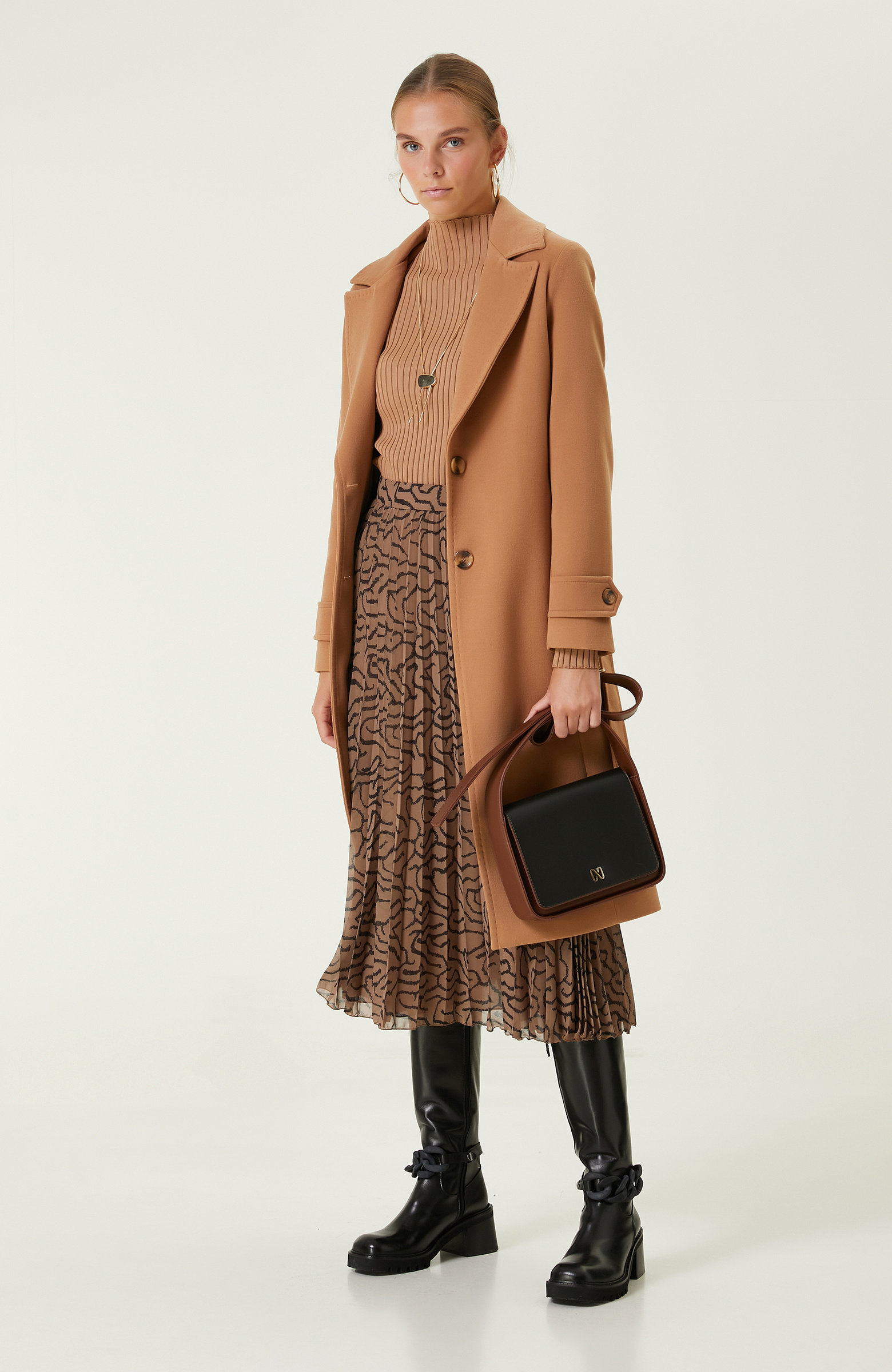 Camel Kemerli Manto Camel Kemerli Manto