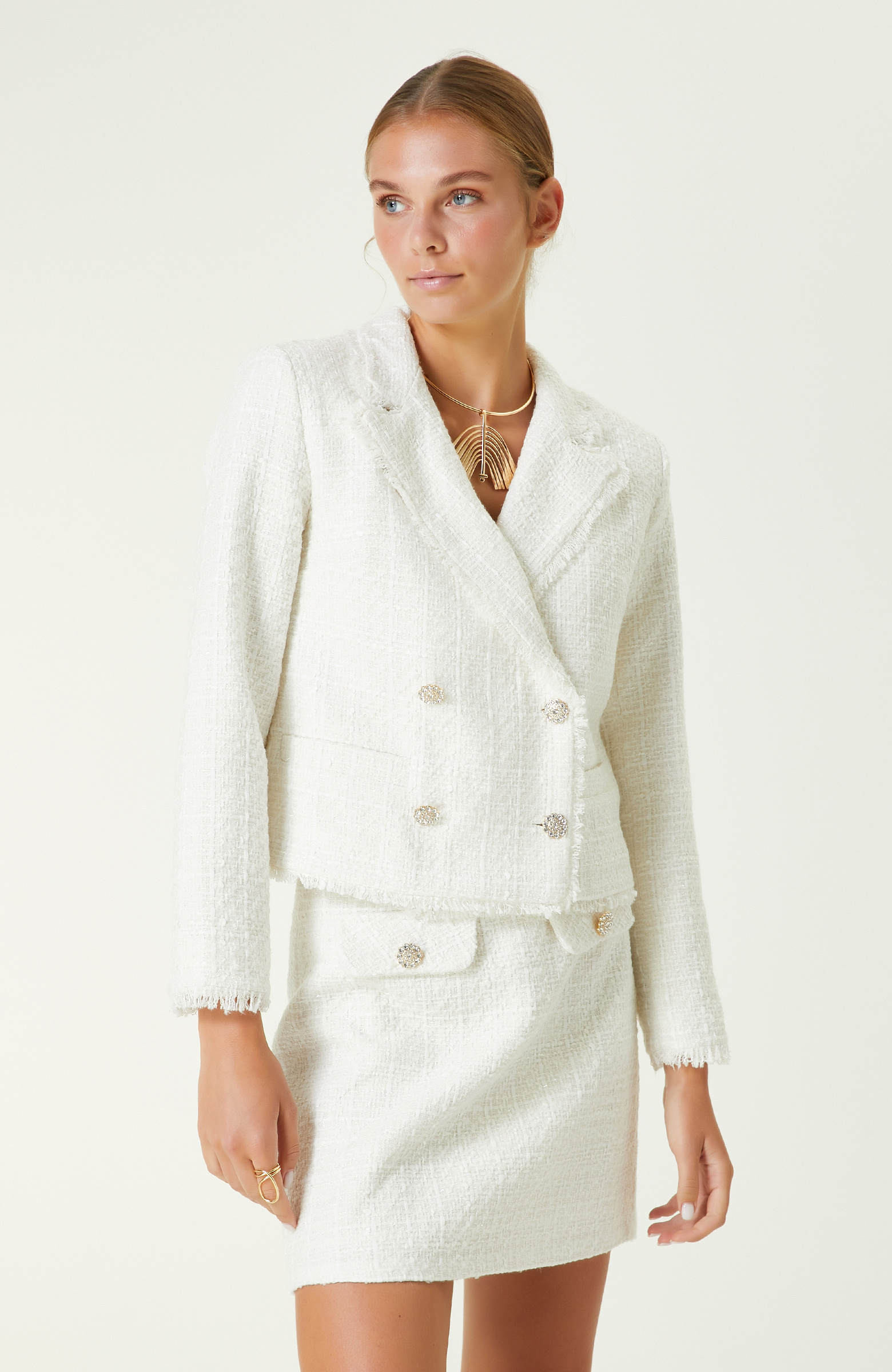 Ekru Tweed Ceket