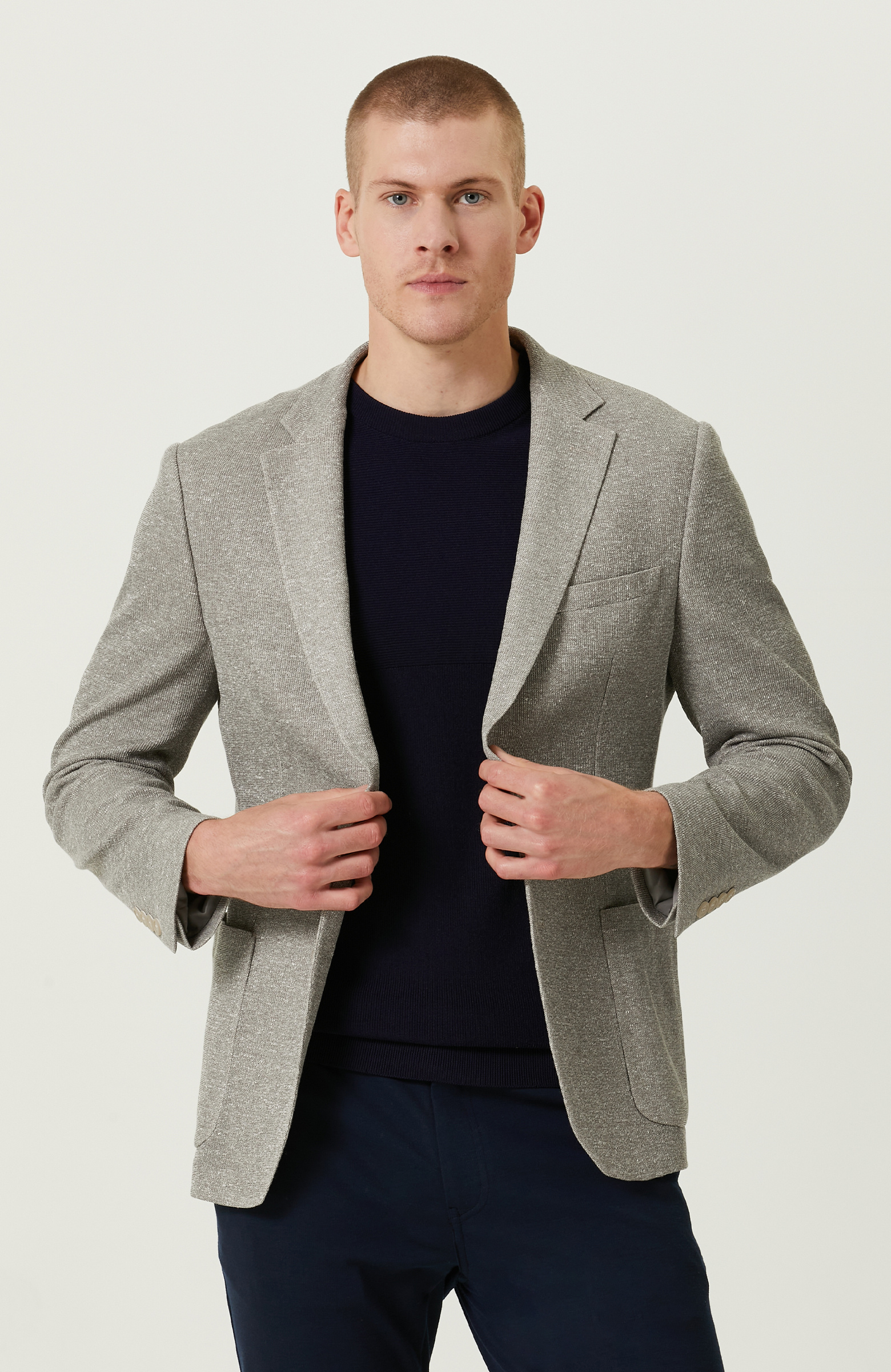 Mono Yaka Desenli Taş Rengi Ceket