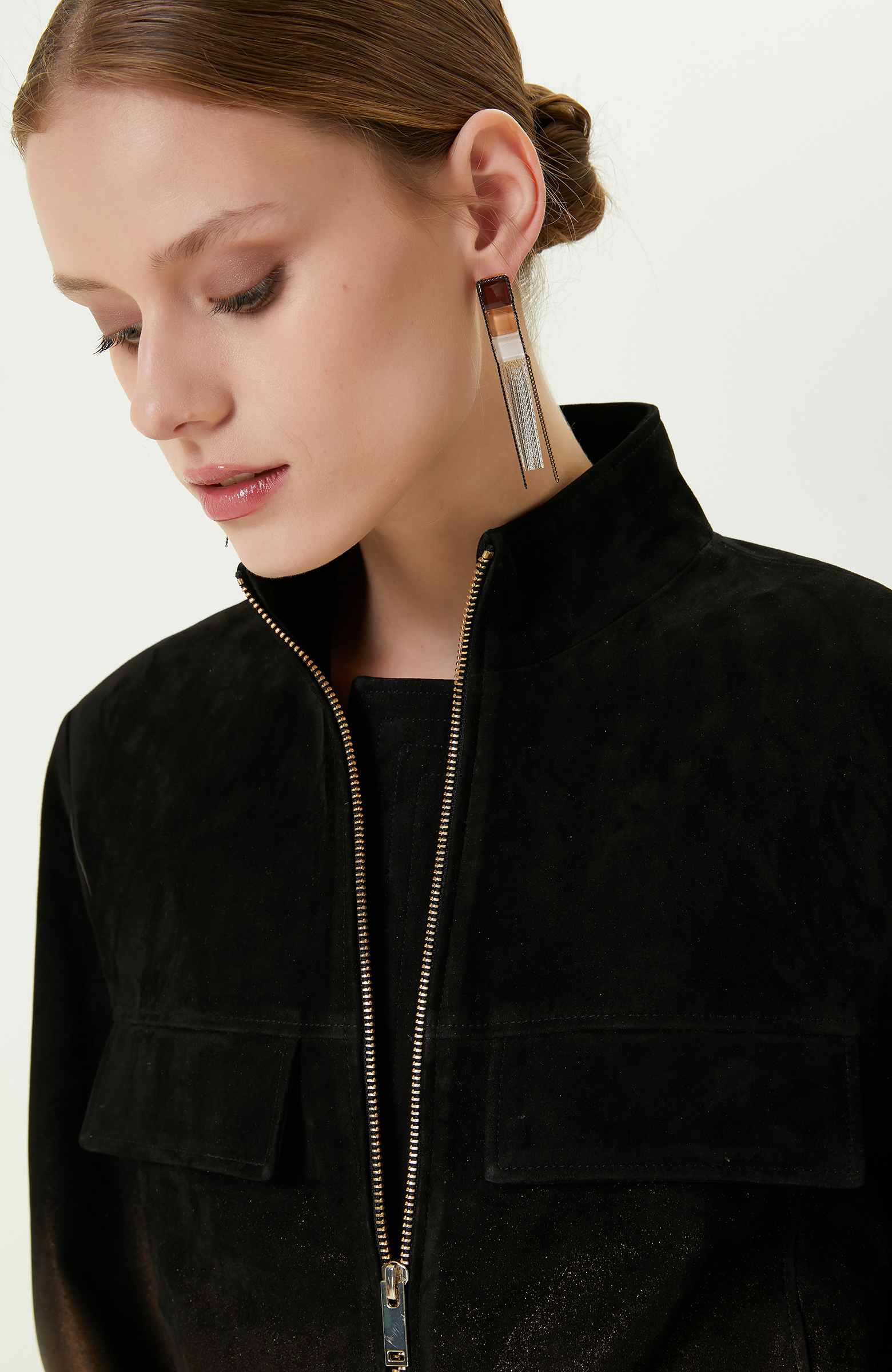 Kahverengi Sallantılı Kadın Küpe