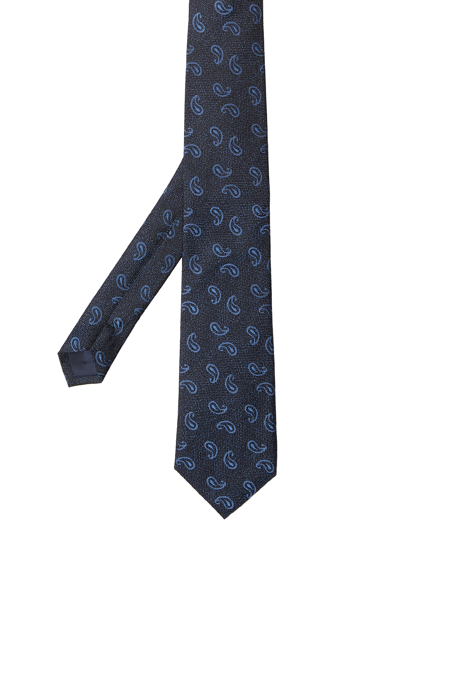 Lacivert Şal Desenli İpek Kravat