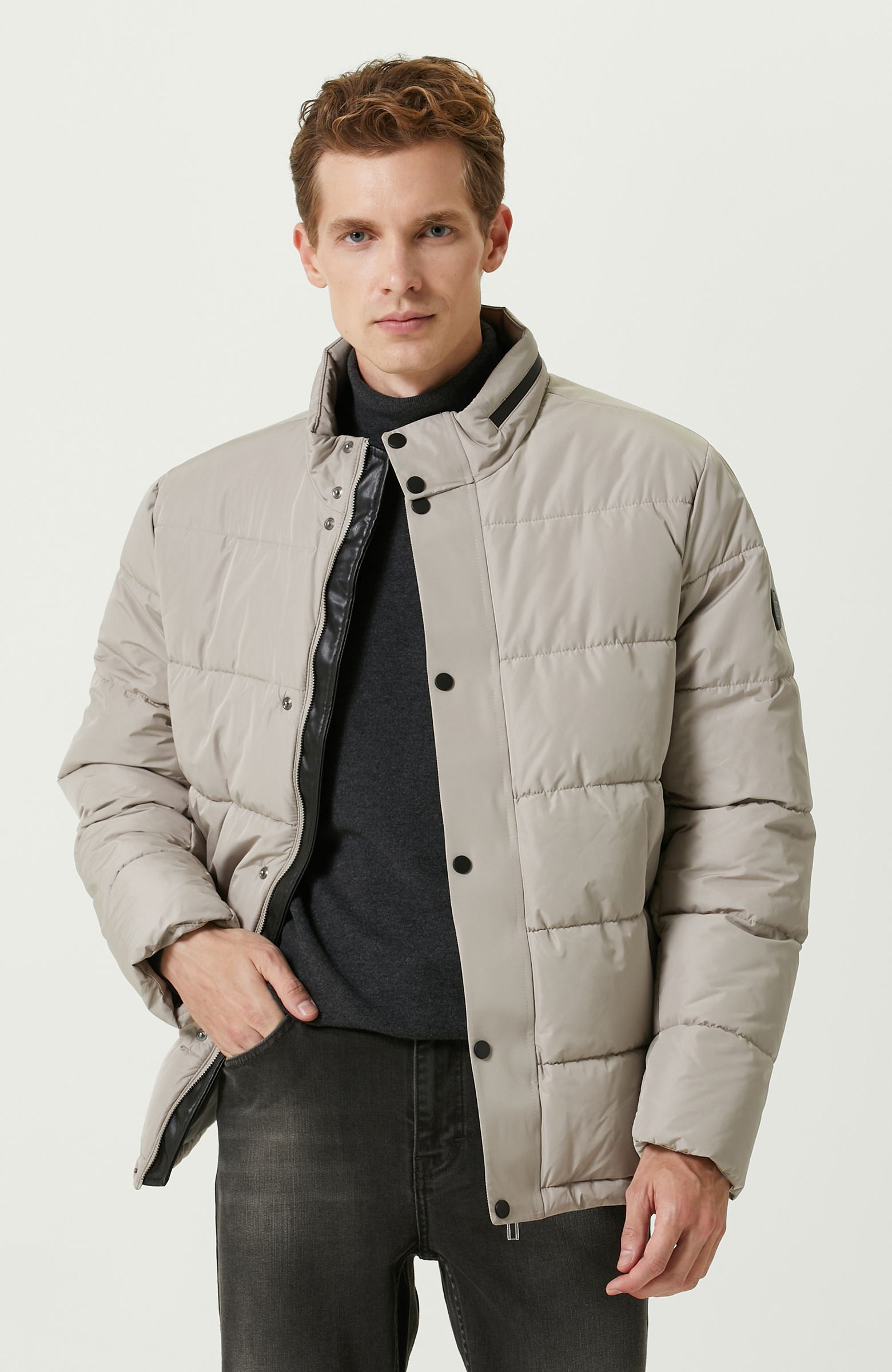 Taş Rengi Kapitone Mont