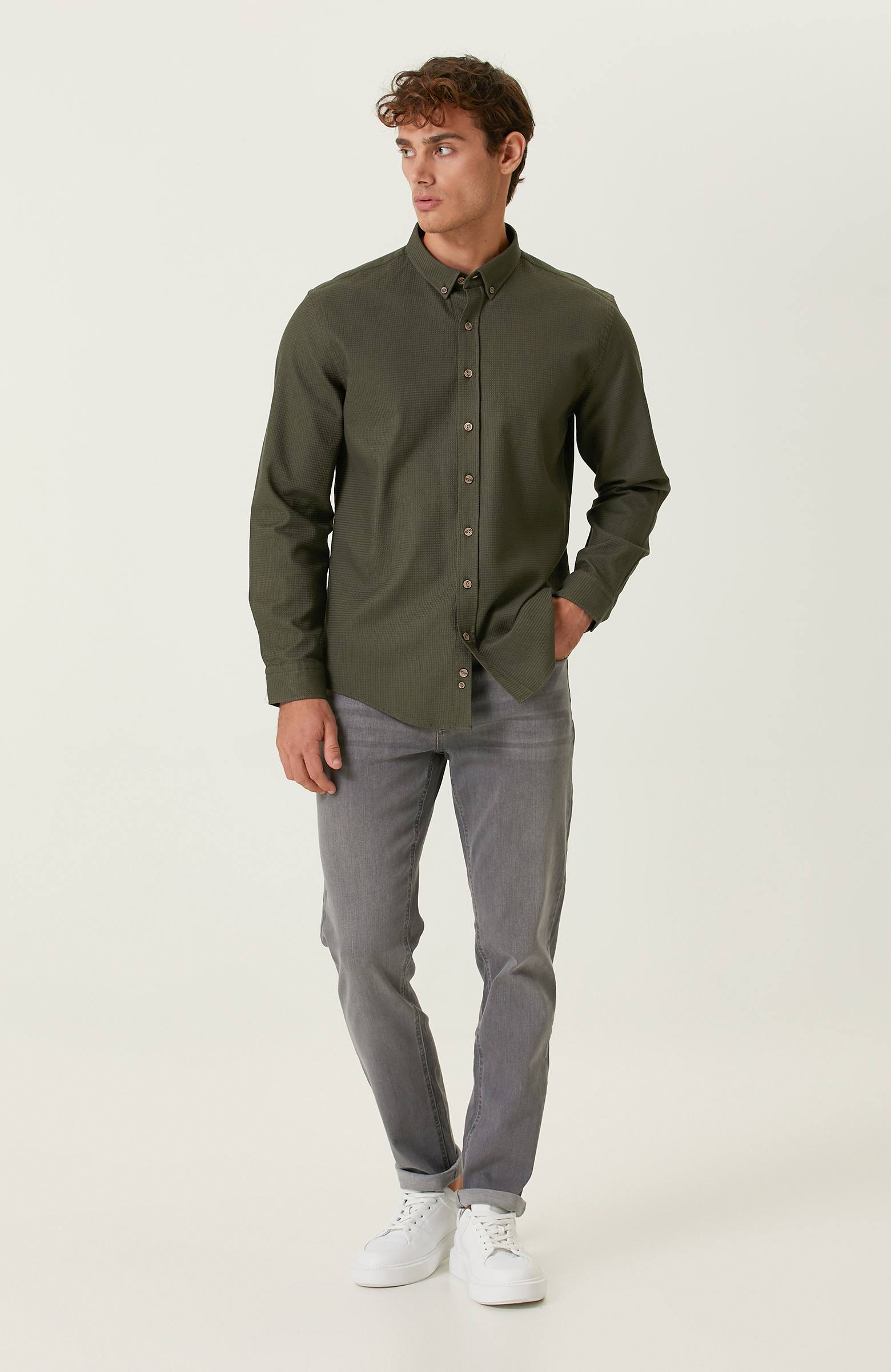 Gri 5 Cepli Denim Pantolon