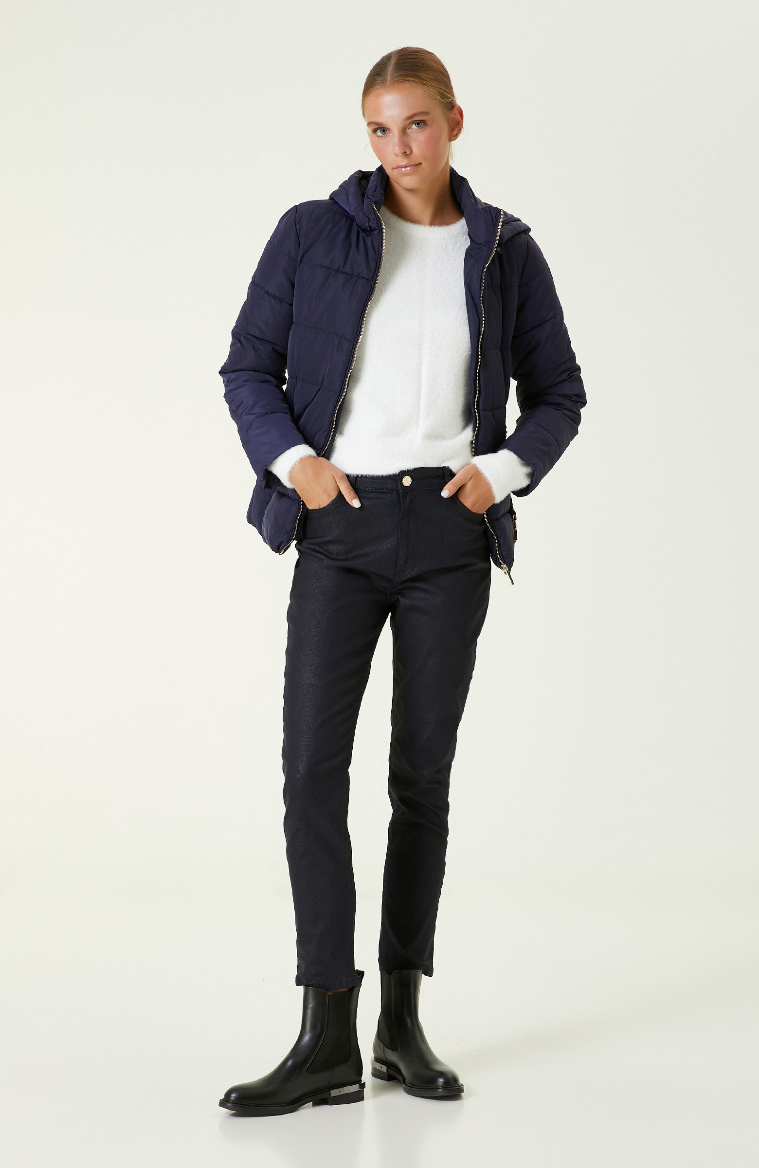 Lacivert Desenli Casual Pantolon