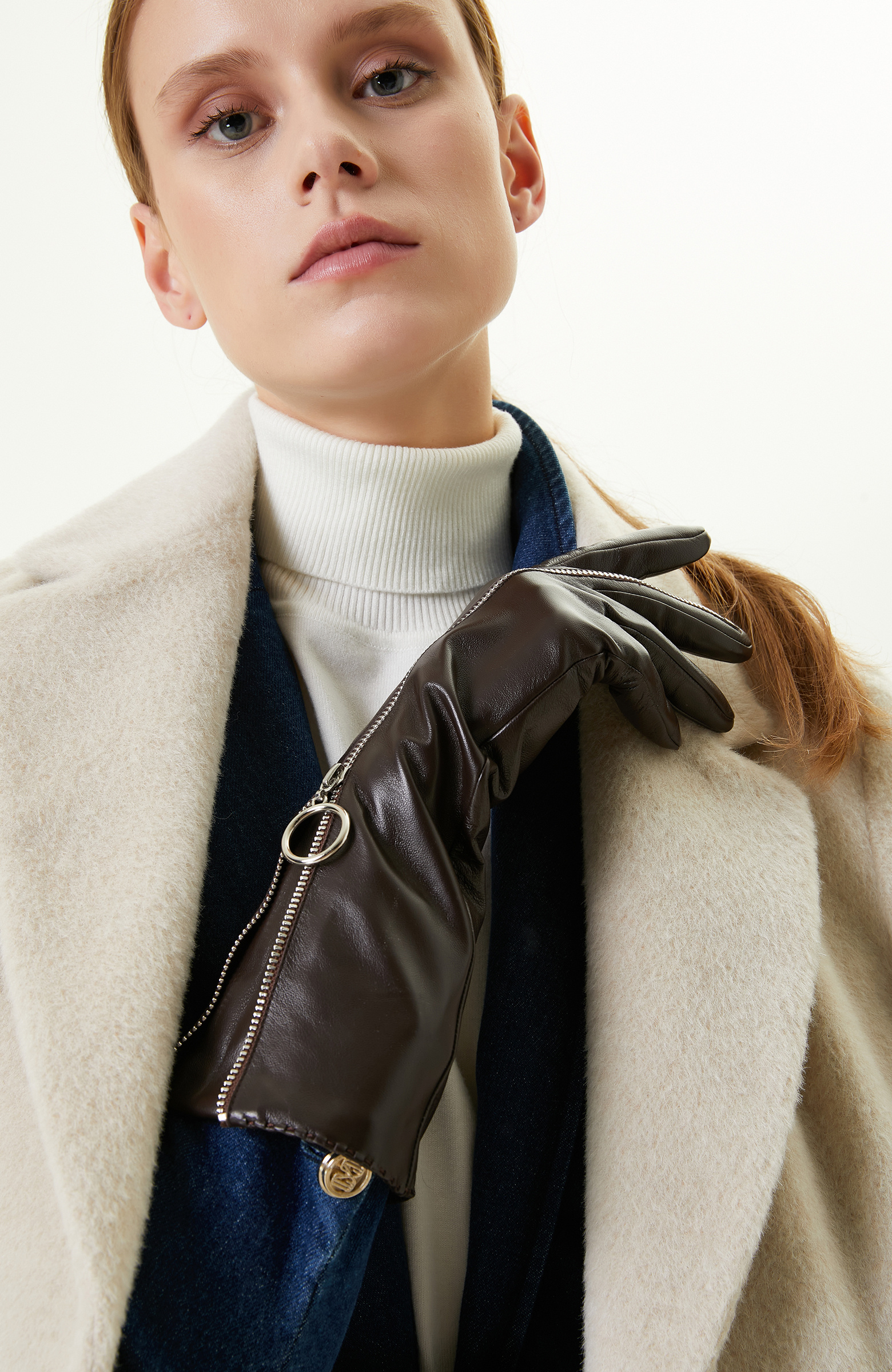 Kahverengi Kadın Deri Eldiven