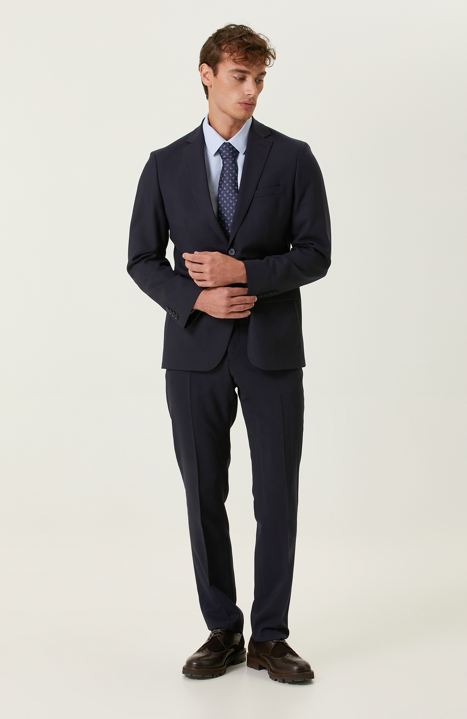 Mono Yaka Lacivert Takım Elbise