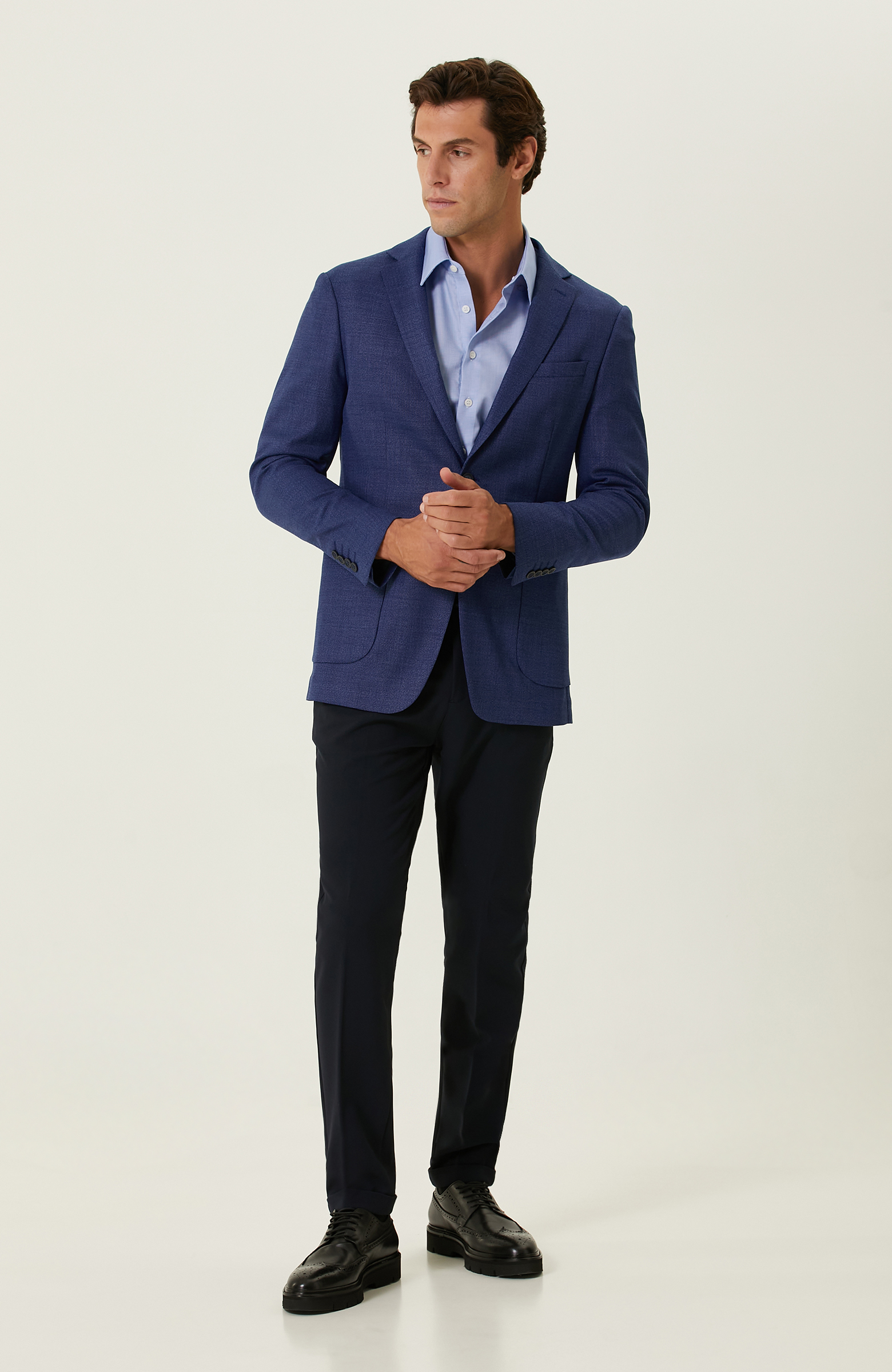 Lacivert Diyagonal Dokuma Pantolon Lacivert Diyagonal Dokuma Pantolon