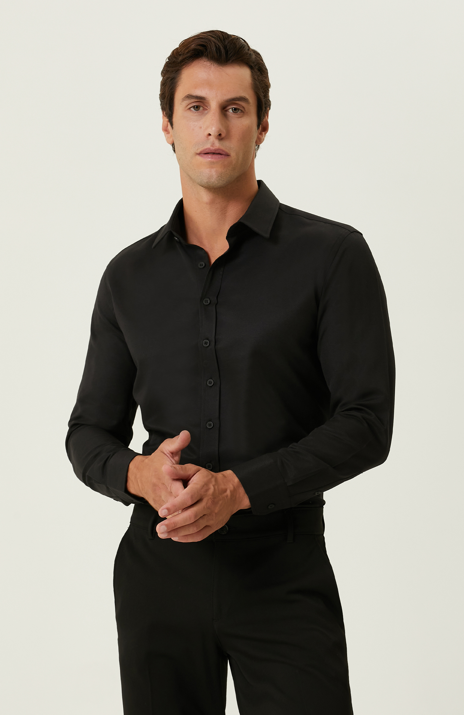 Siyah Diyagonal Gömlek