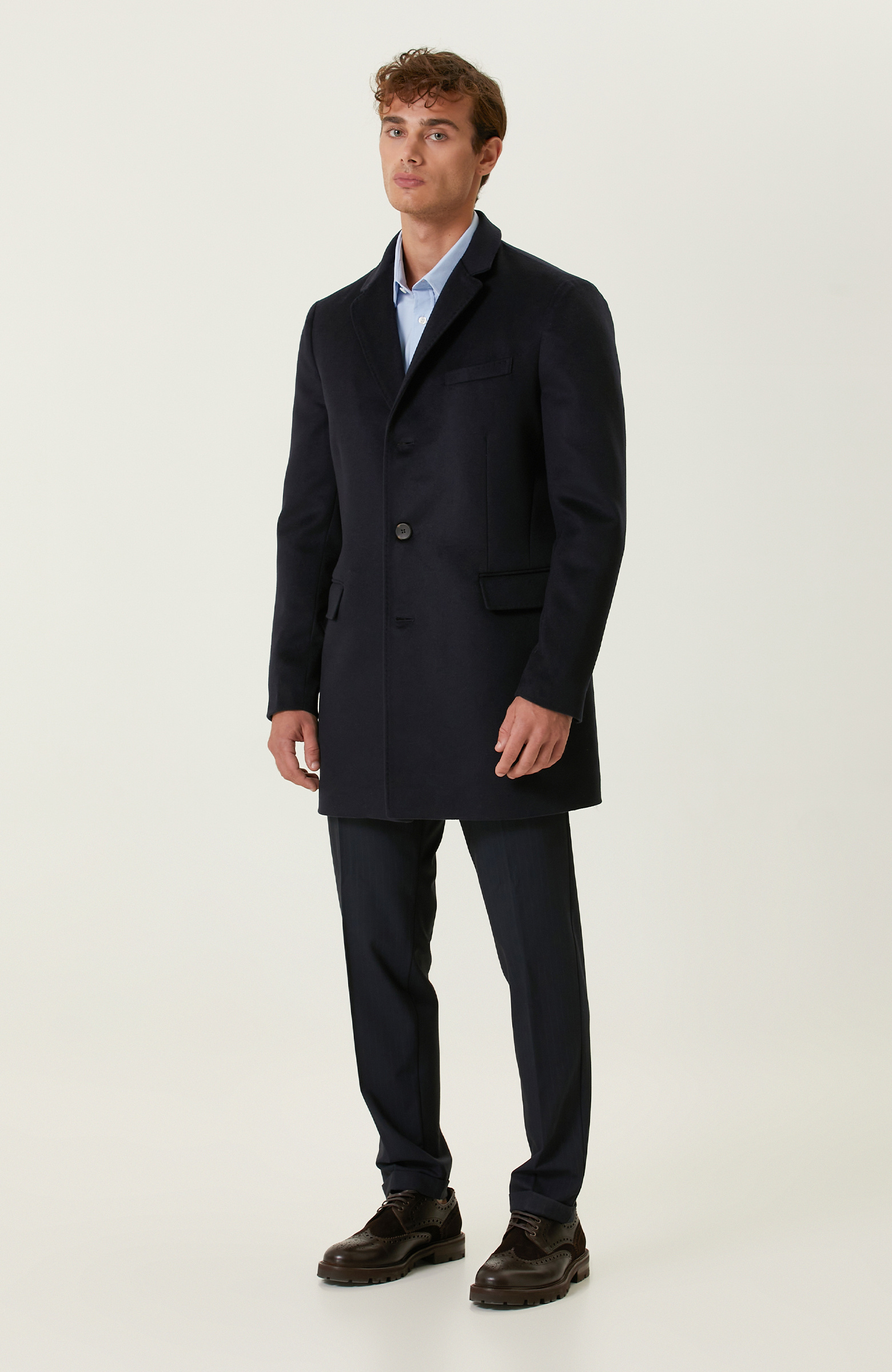 Lacivert Çizgili Dokuma Pantolon