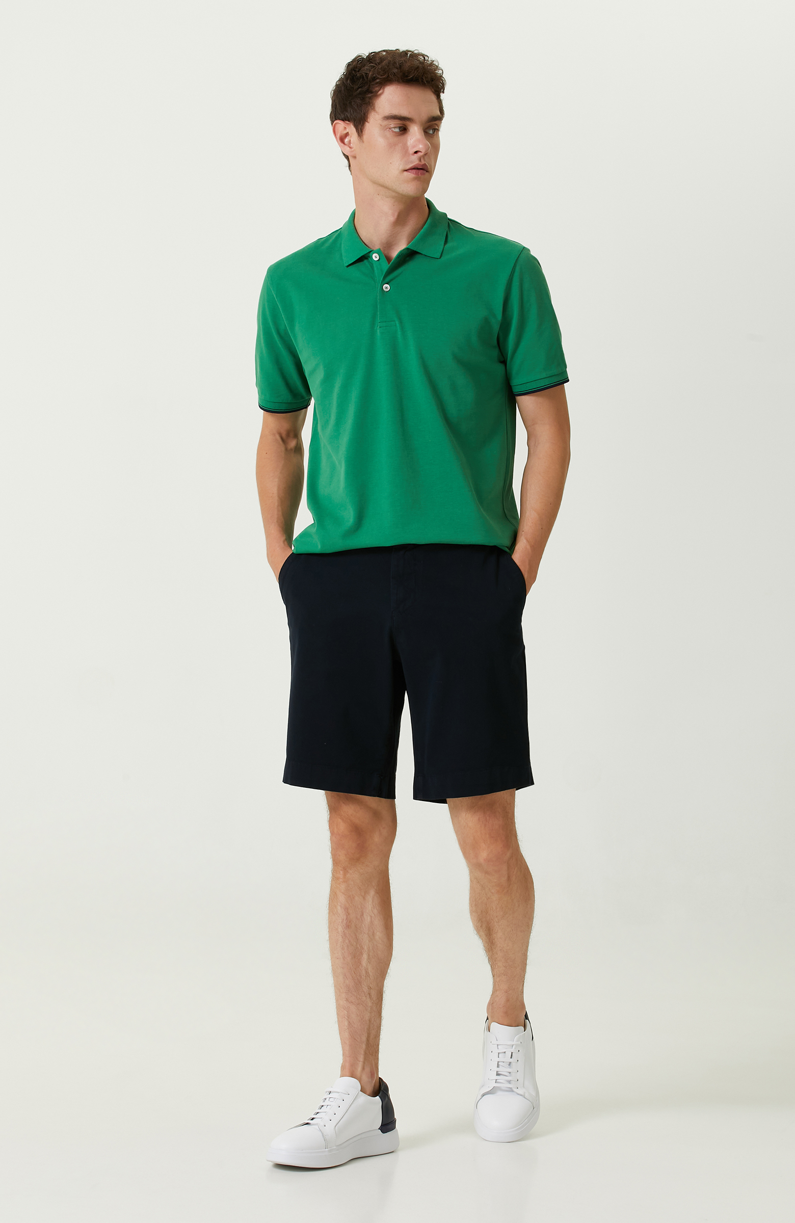 Lacivert Duble Paça Şort Lacivert Duble Paça Şort