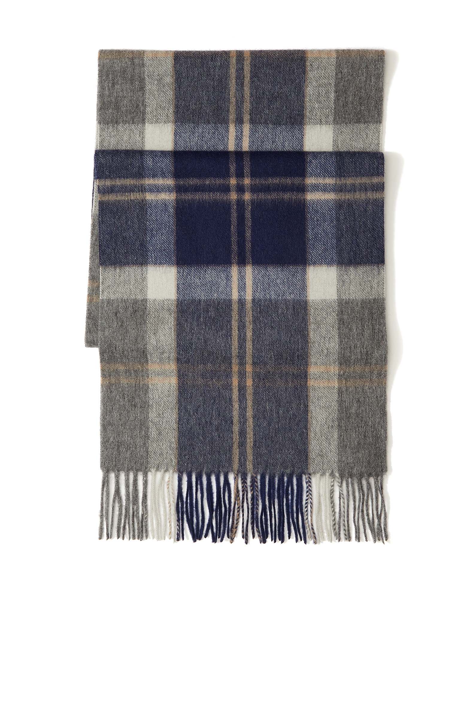 Lacivert Ekoseli Erkek Yün Atkı