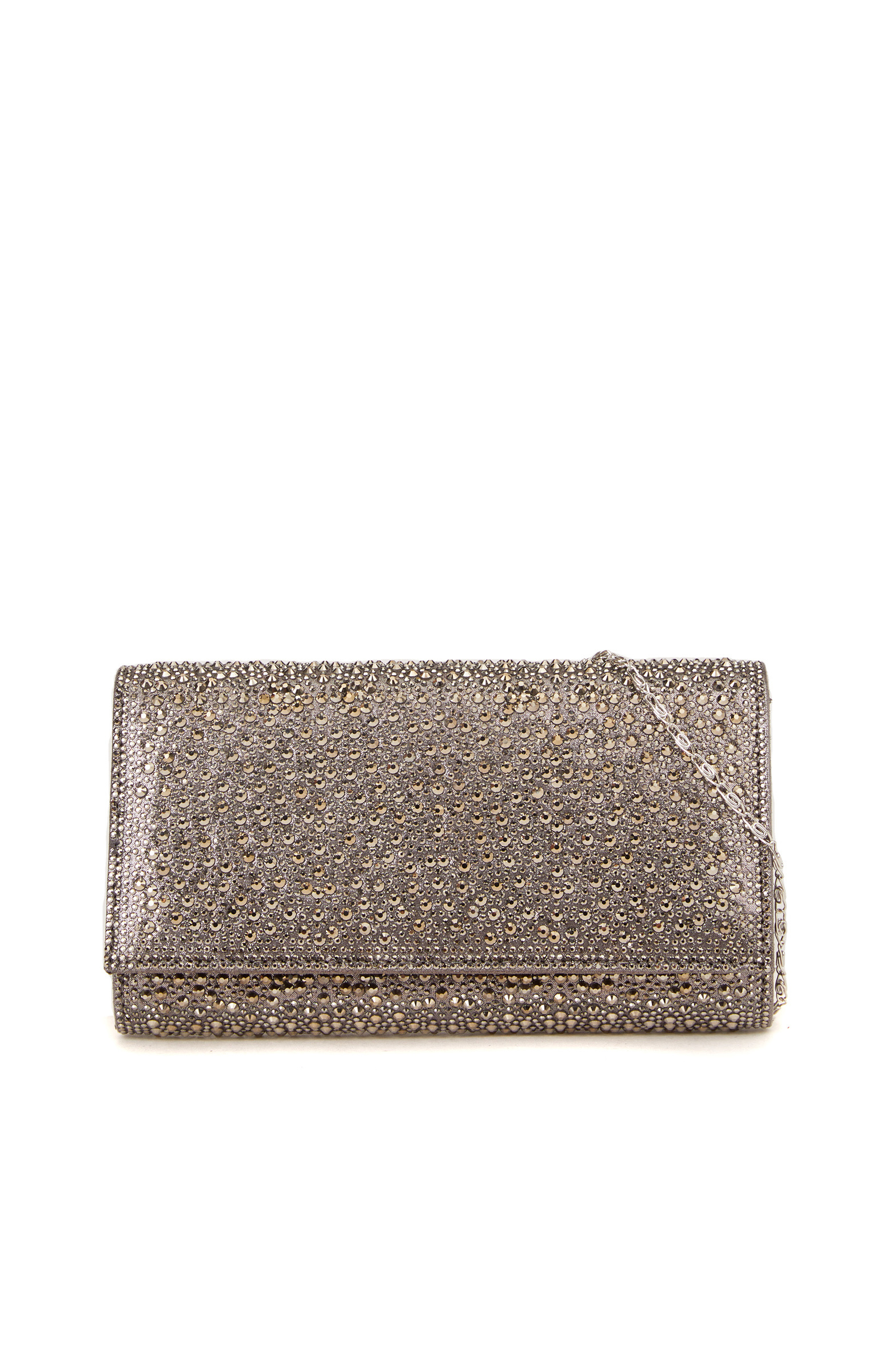 Taş Detaylı Kurşun Kadın Clutch